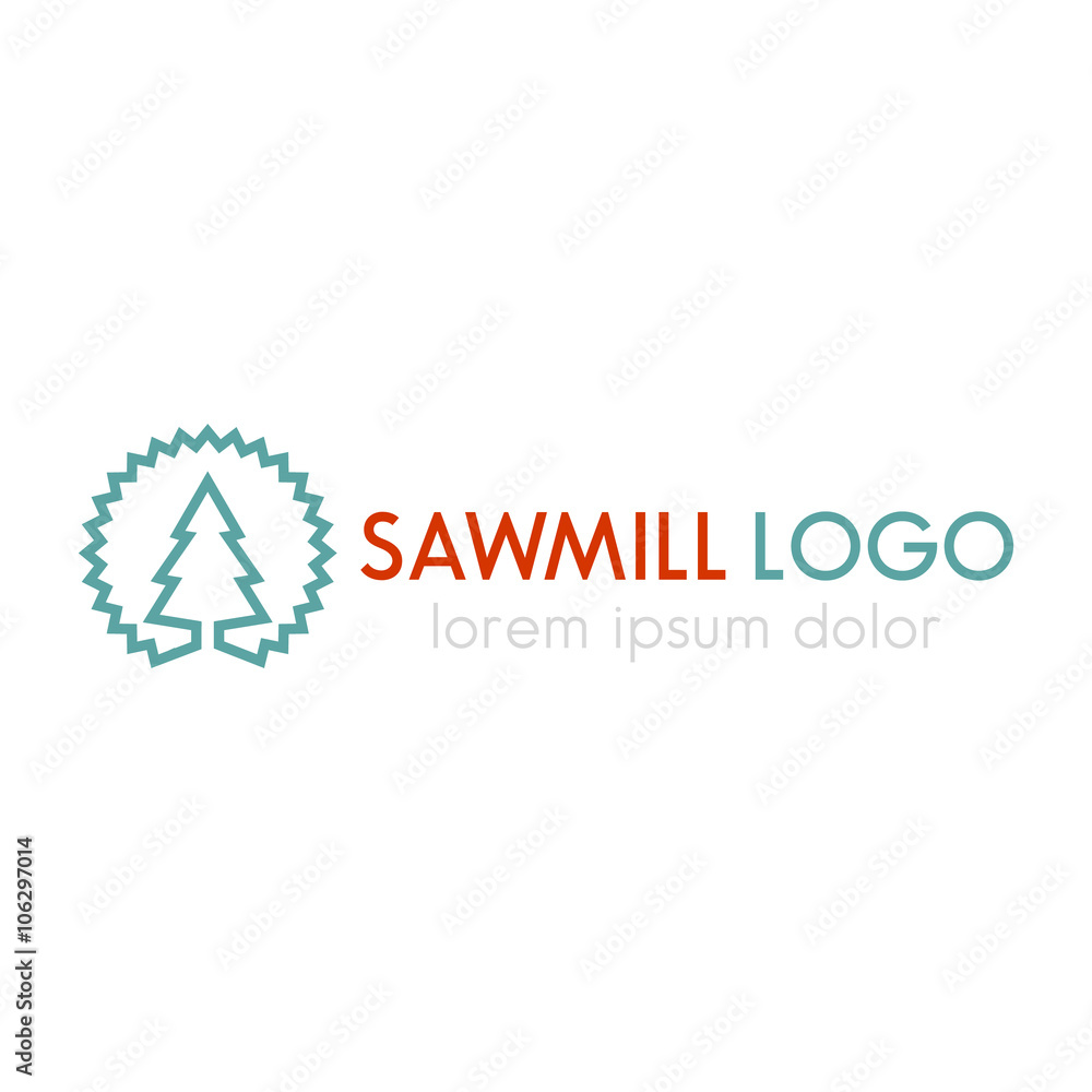 Sawmill logo line design template, sawmill sign, vector illustration ...