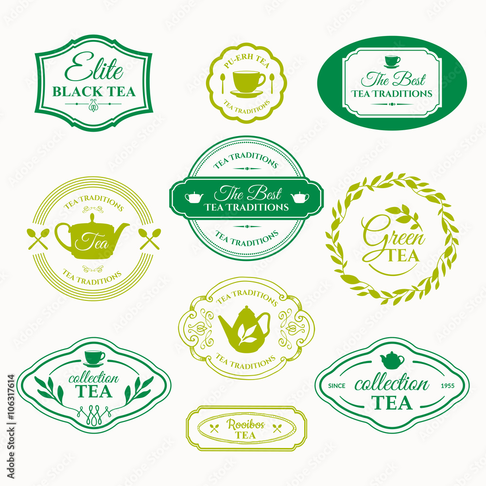 Vector Illustration with tea logo on white background. Stock Vector ...
