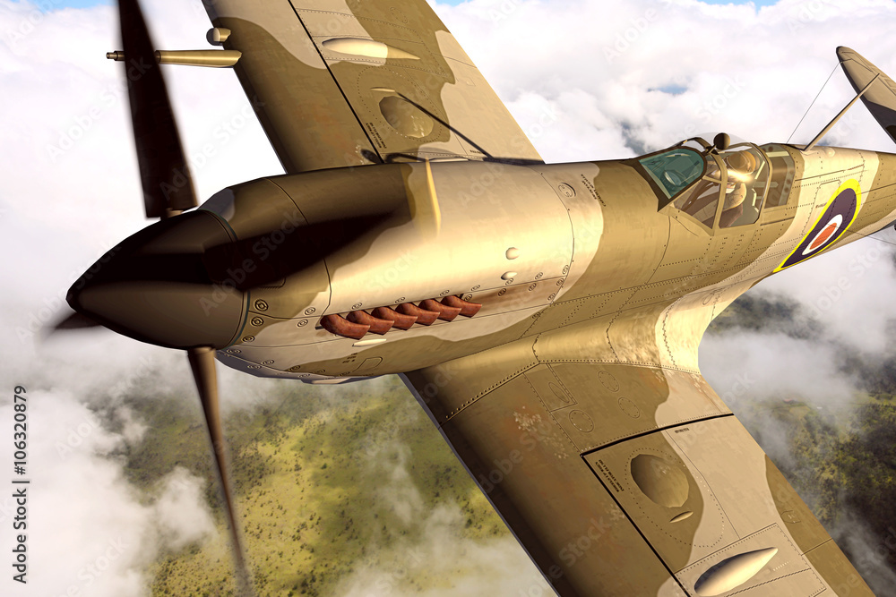 Supermarine Spitfire 3D rendering Stock Illustration | Adobe Stock
