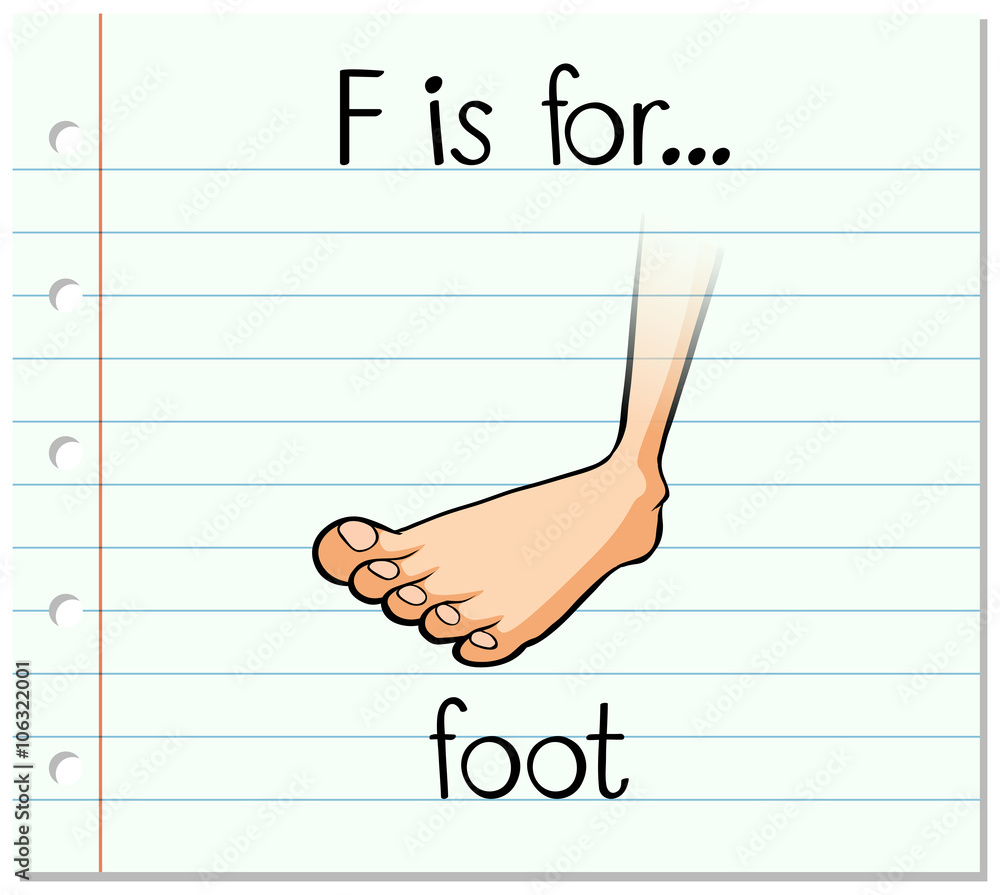 Flashcard letter F is for foot Stock Vector | Adobe Stock