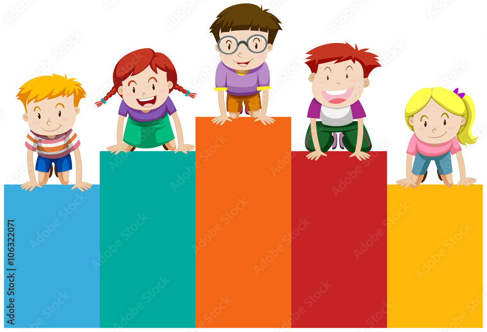 Children on bar chart Stock Vector | Adobe Stock