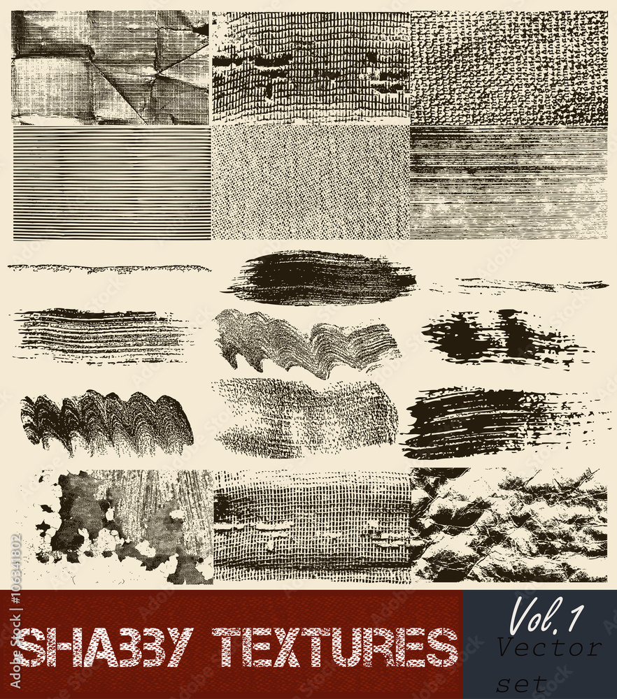 Vector pack of textures and strokes and textures for digital bru Stock ...
