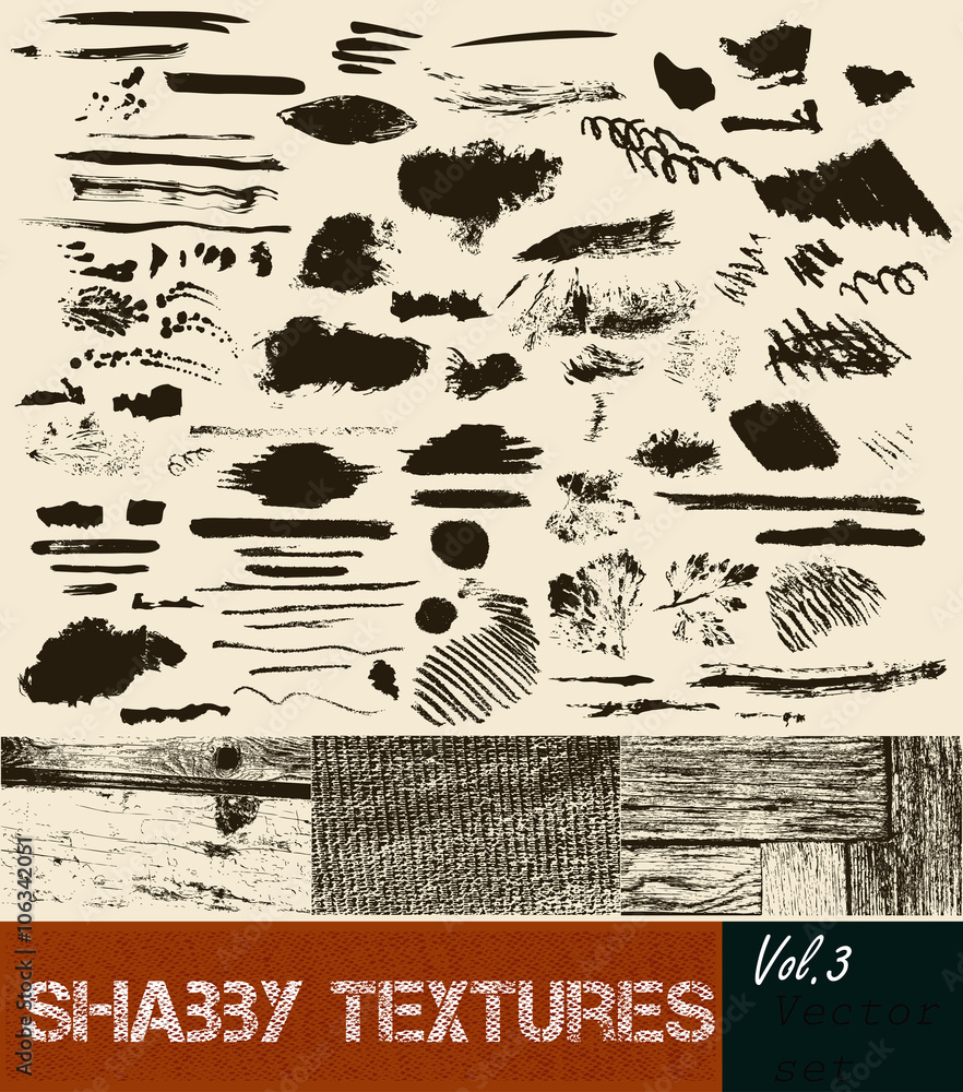 Vector pack of textures and strokes and textures for digital bru Stock ...