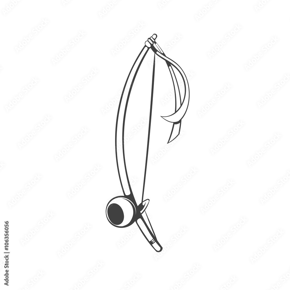 berimbau. silhouette of capoeira musical instrument. hand drawing black ...