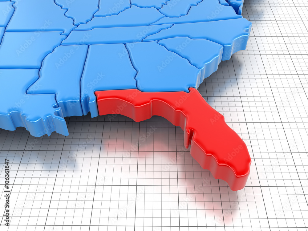 Map of Florida state. Image with clipping path. ilustración de Stock ...