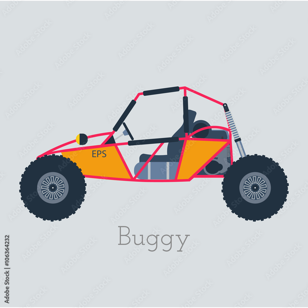 Off - Road Buggy 4x4 illustration. Buggy car on gray background. Buggy ...