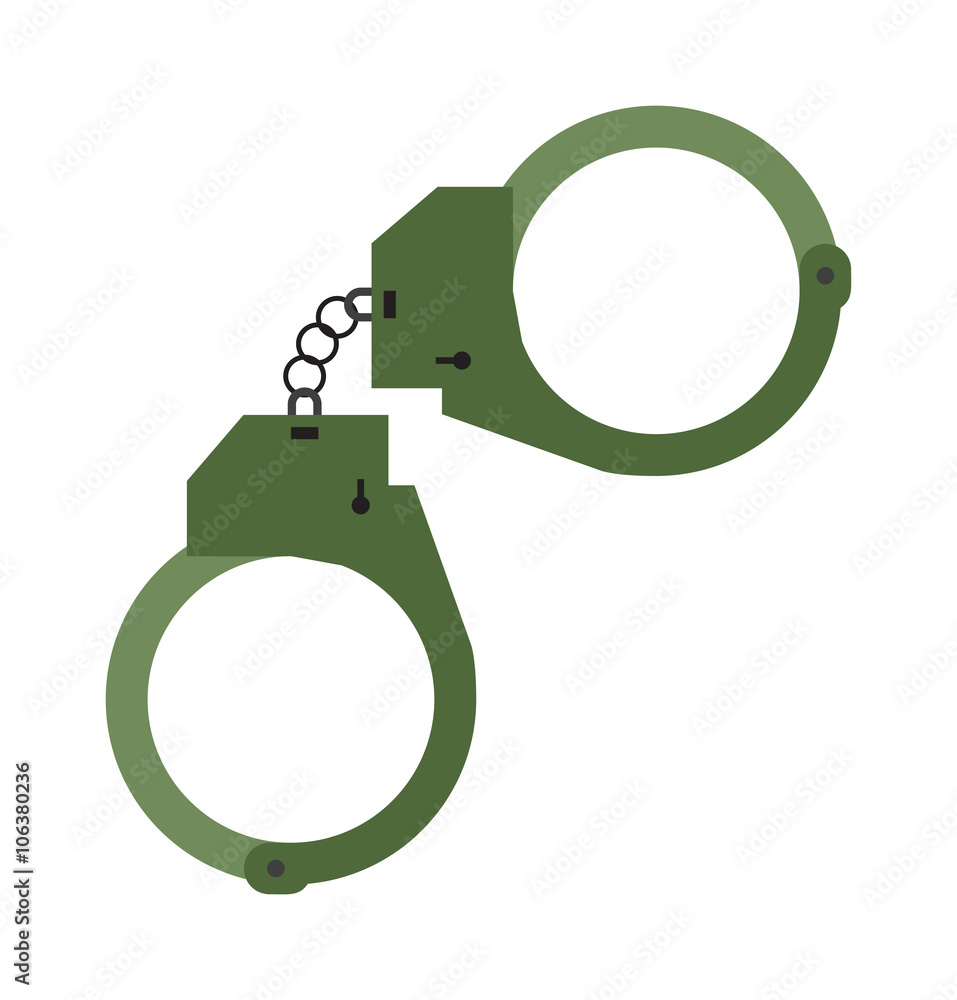 Metal police handcuffs flat vector illustration isolated on white ...
