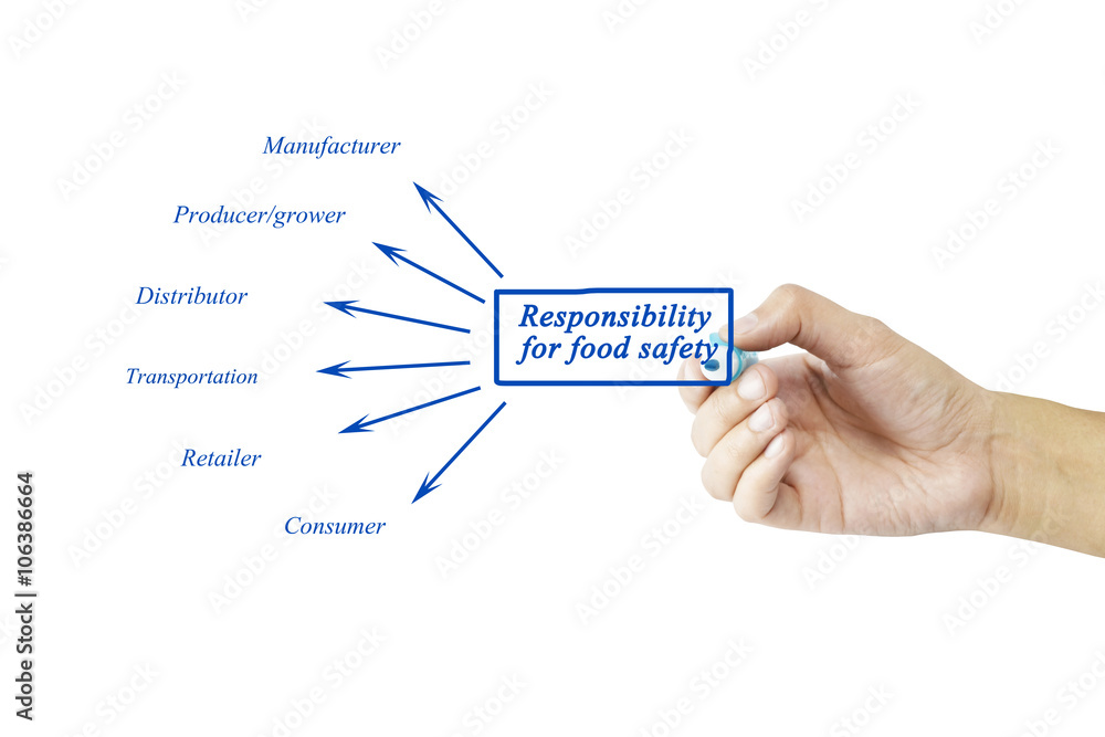 Hand writing element of Responsibility for food safety for business ...