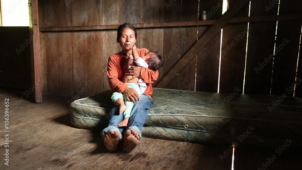 mother with child living in very poor syndrome ecuadorian amazonia ...