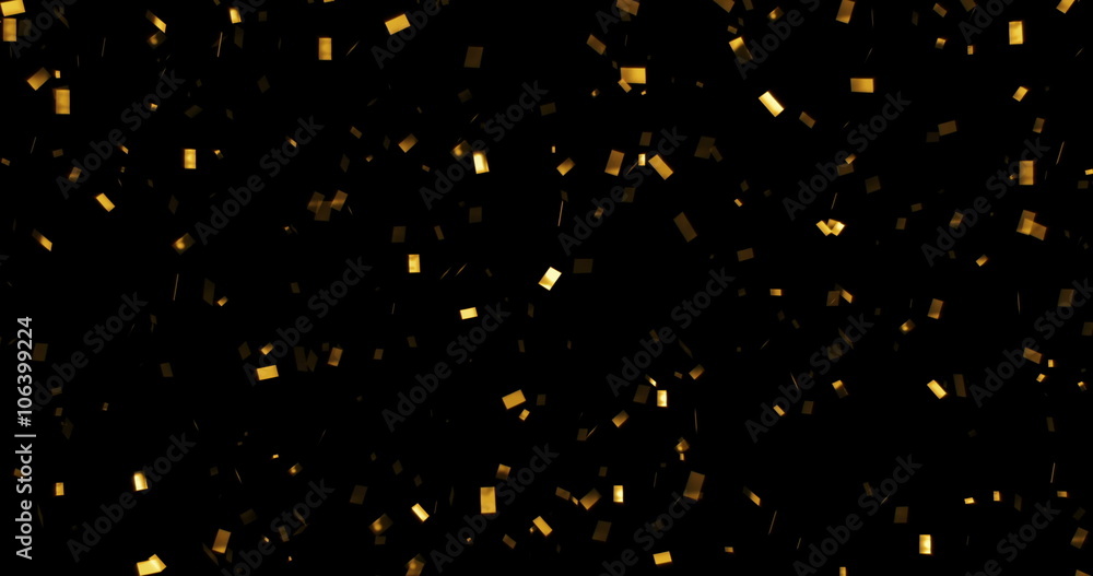 Stockvideo falling gold glitter foil confetti, animation 3d movement on ...