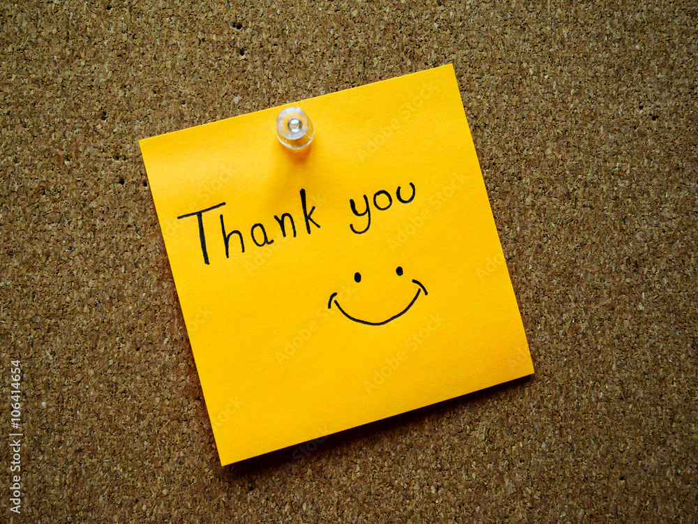 "Thank you" on post it note Stock Photo | Adobe Stock