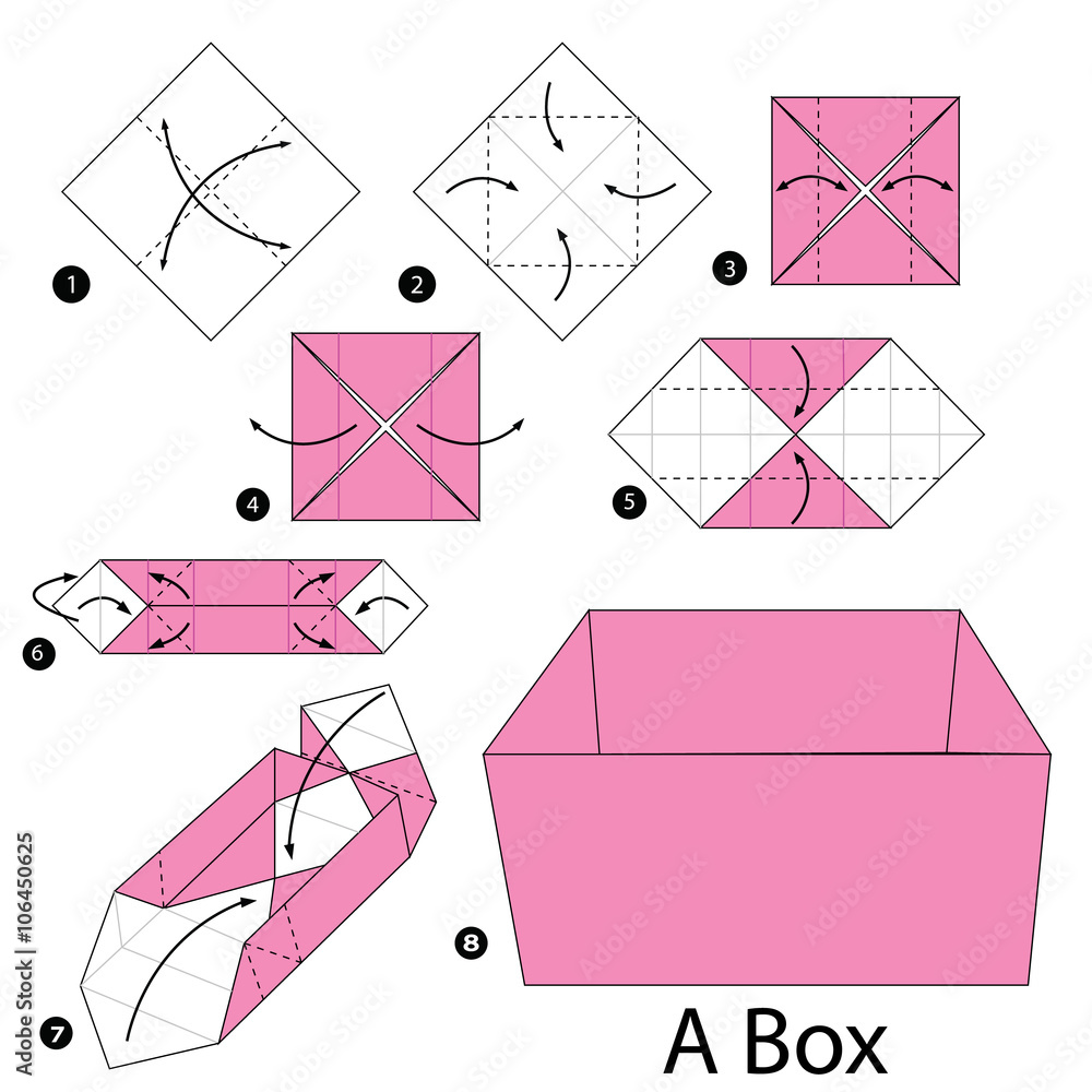 Step By Step Instructions How To Make Origami A Box Stock Vector