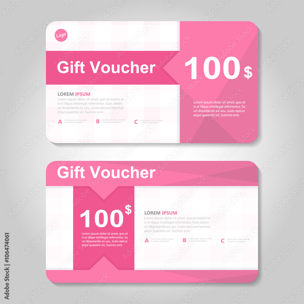Cute Pink gift voucher template layout design set, certificate discount ...