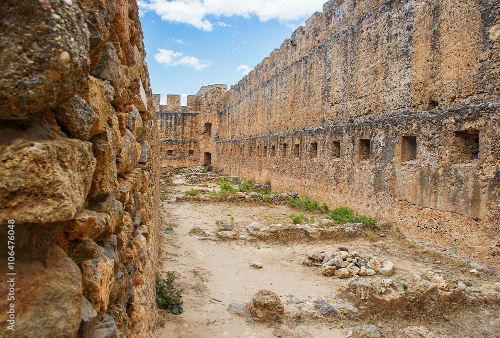 Medieval castle and fortress of Frangokastello, island of Crete, Greece ...