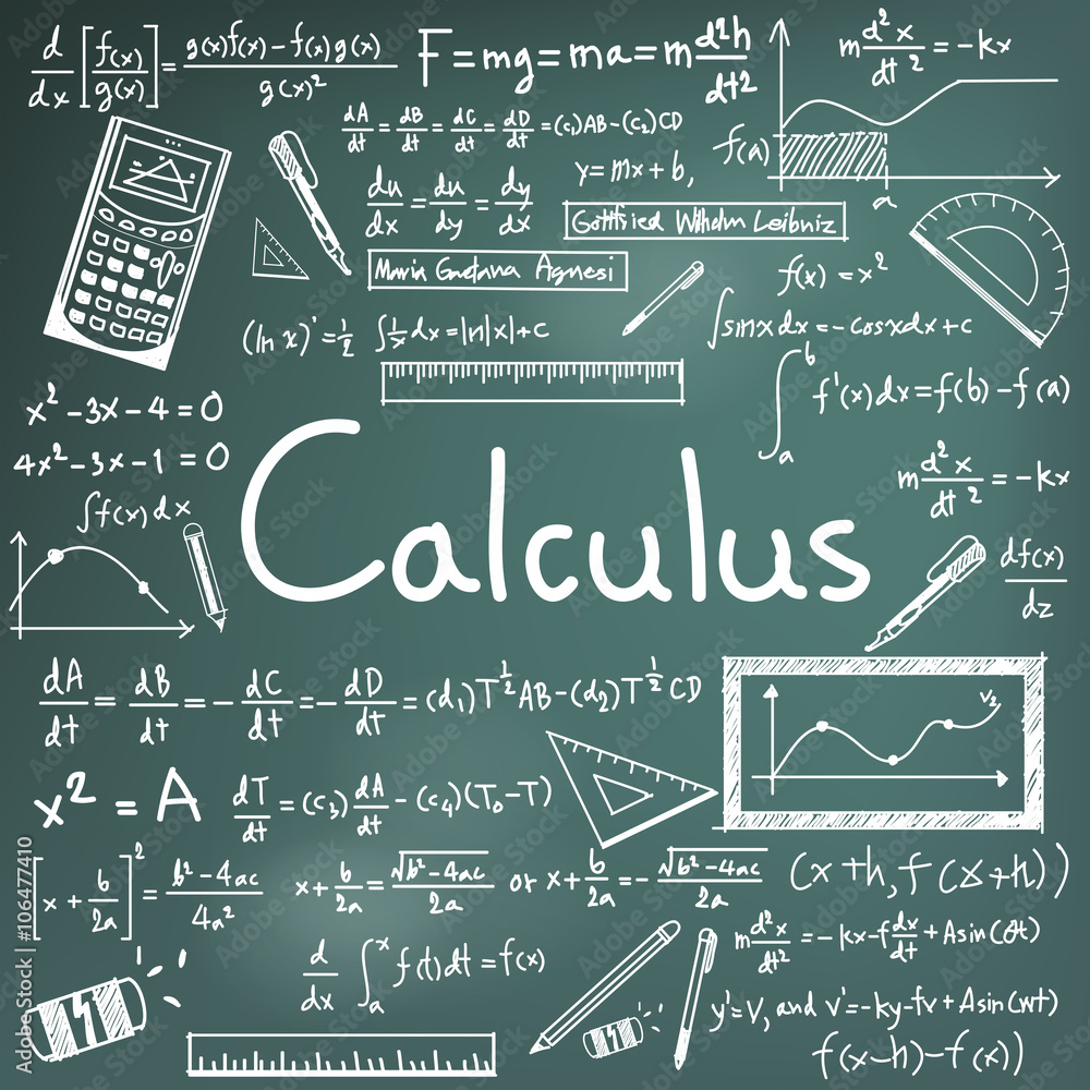 Calculus law theory and mathematical formula equation doodle ...