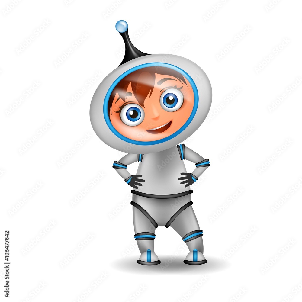 Cute cartoon astronaut standing isolated Stock Vector | Adobe Stock