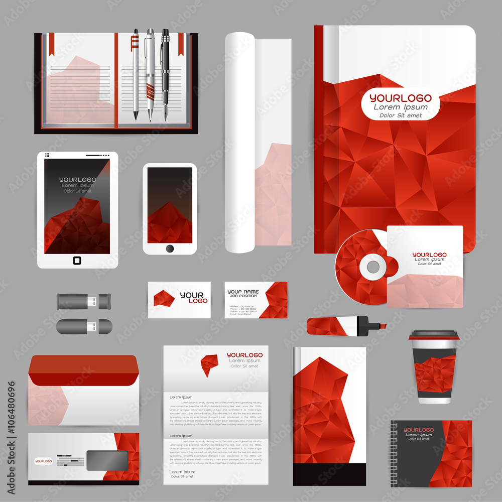 White identity template with origami elements. Vector company st Stock ...
