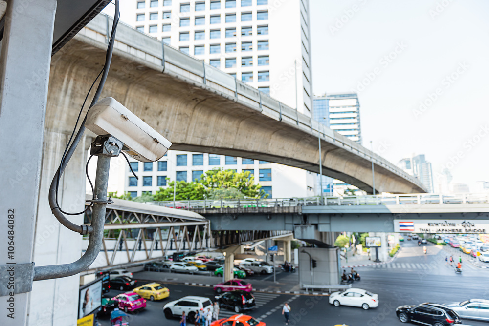 CCTV Camera or surveillance Operating on traffic road Stock Photo ...
