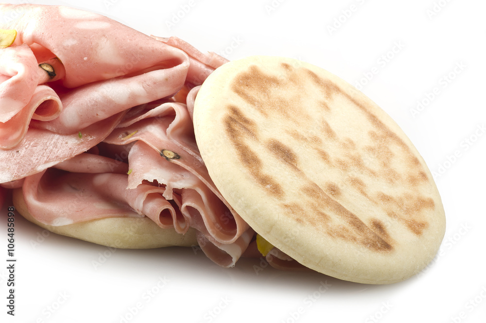 cooked boiled ham sausage or rolled bologna slices Stock Photo | Adobe ...