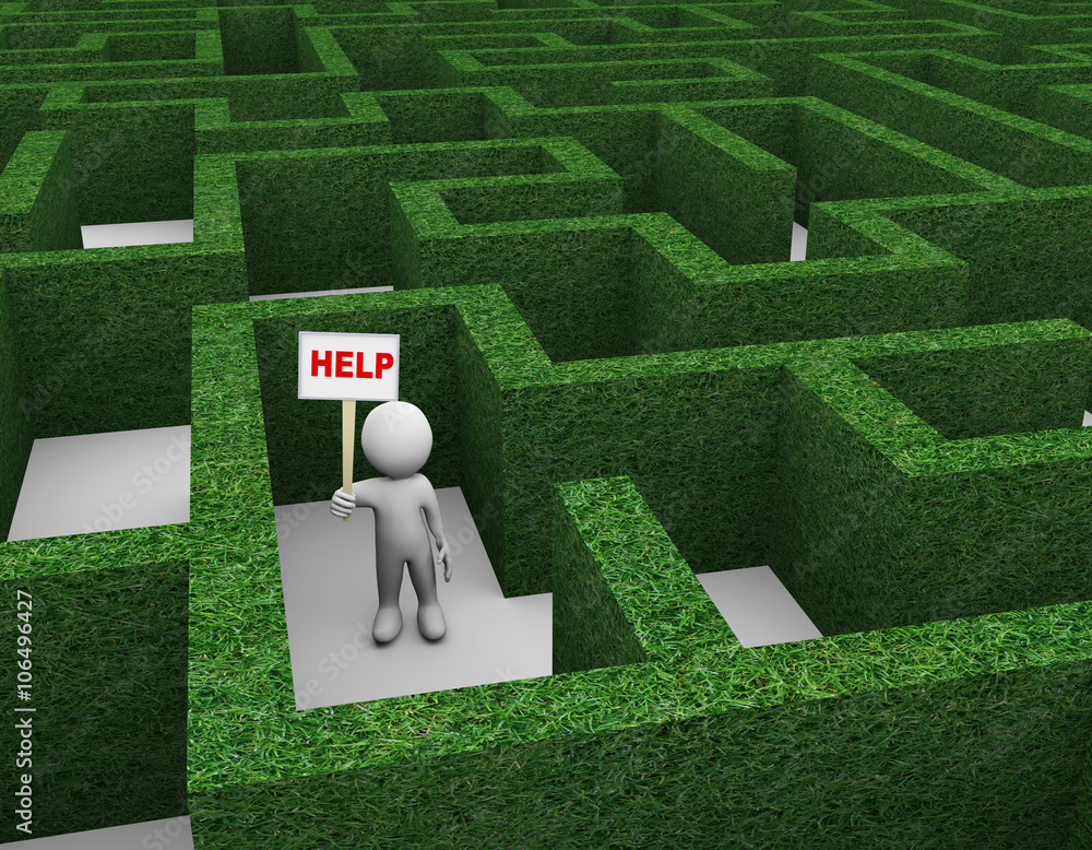Poster 3d man in hedge maze calling for help – Wall Art | UkPosters