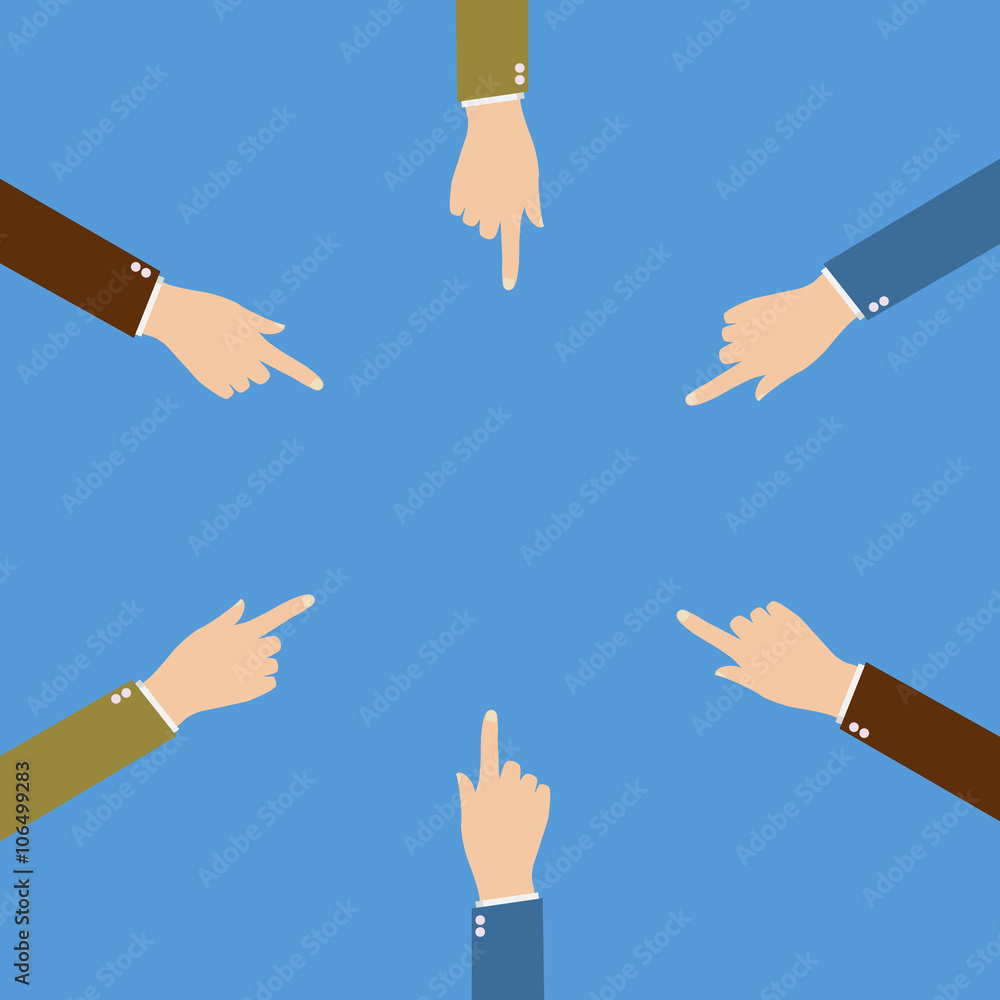 A set of fingers that point to the center Stock Vector | Adobe Stock