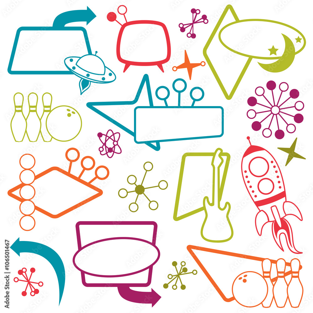 Vector Set of 1950s or Retro Themed Signs Stock Vector | Adobe Stock