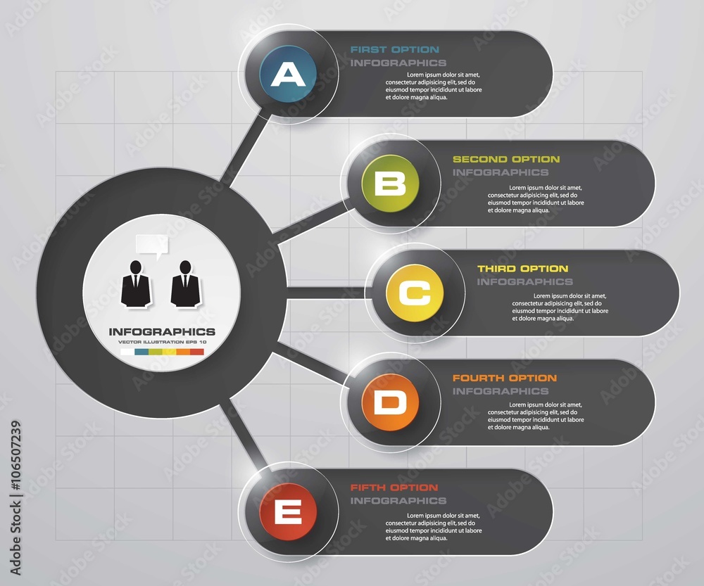 abstract 5 steps template with free space for your sample text&data ...
