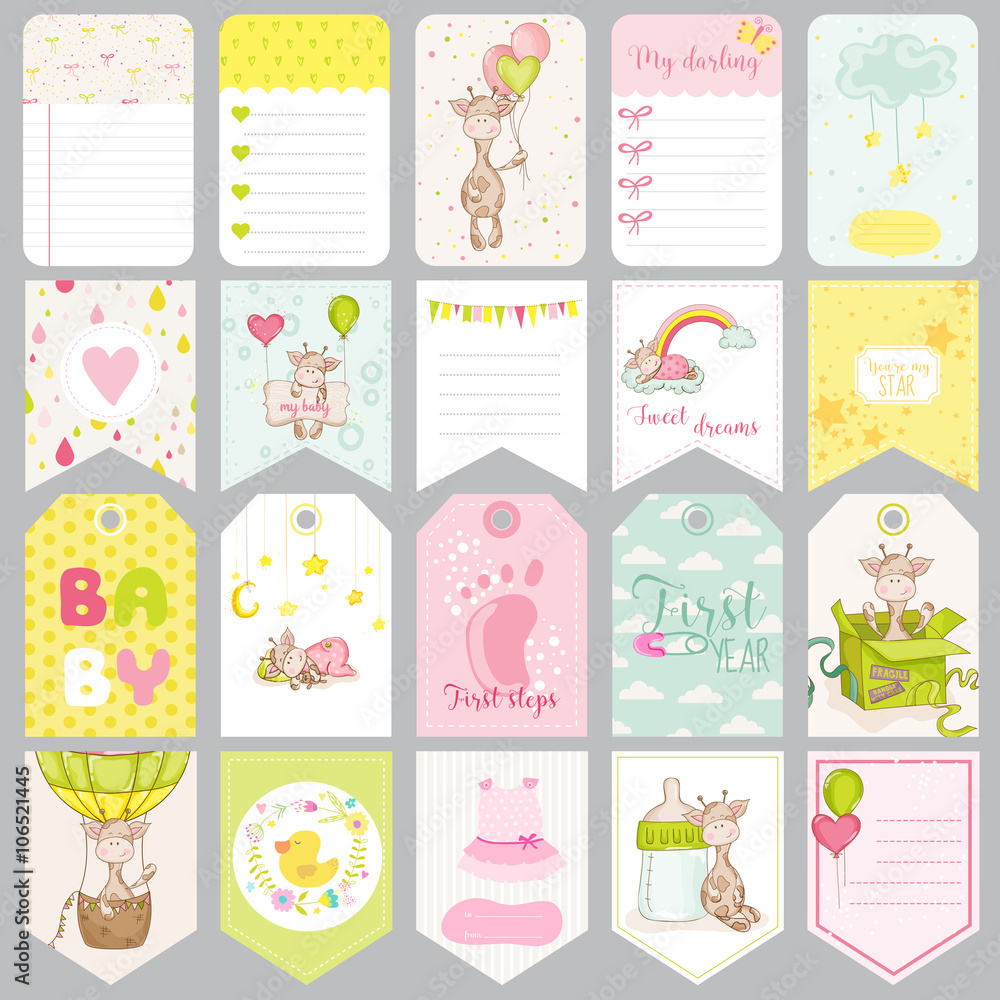 Baby Boy Tags. Baby Banners. Scrapbook Labels. Cute Cards Stock ...