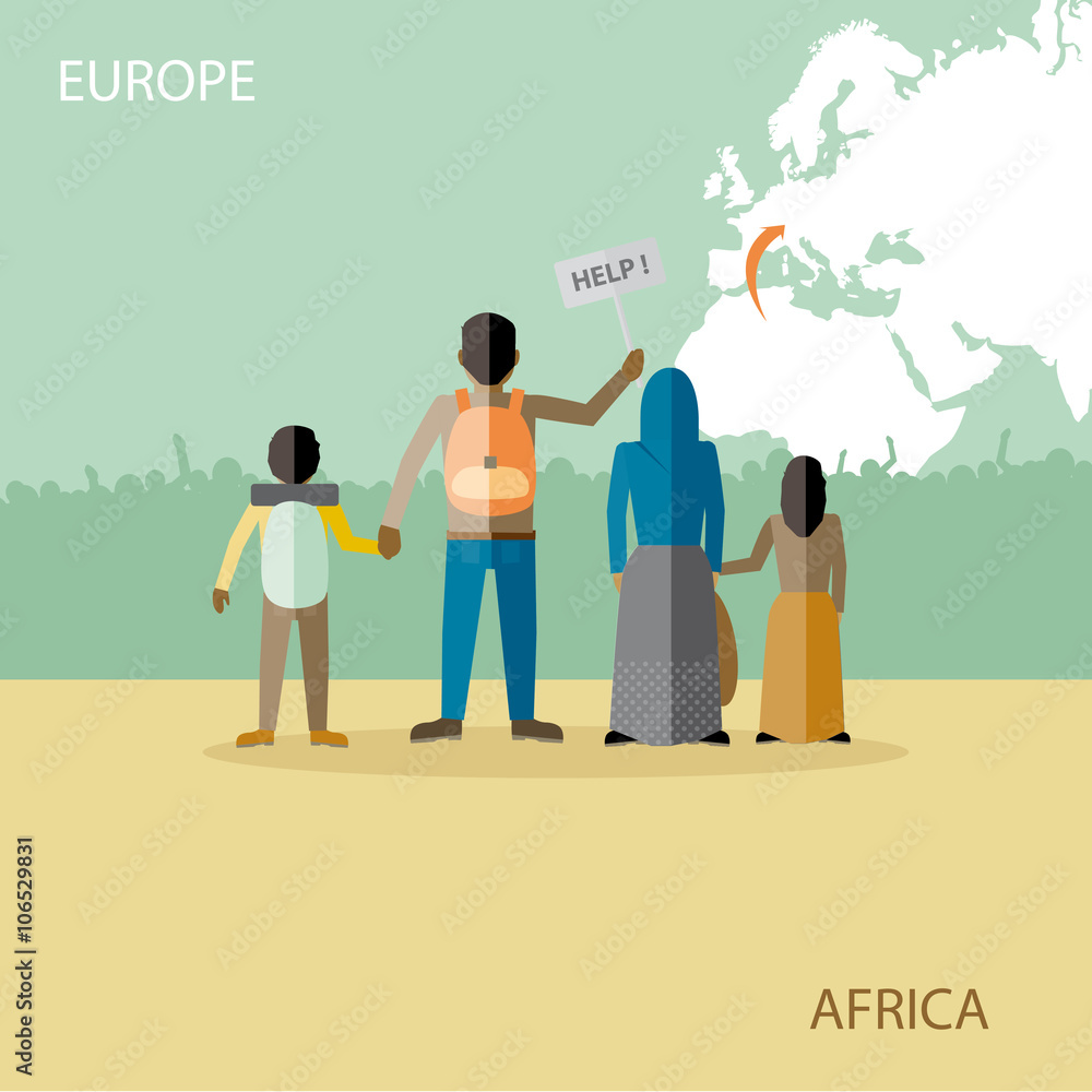 Refugees migration from Africa to Europe, Imigration political theme ...