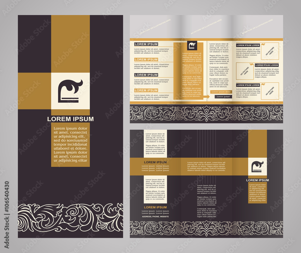 Vintage style brochure template design with modern art elements Stock ...