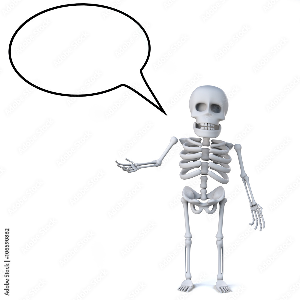 3d Skeleton with empty speech bubble Stock Illustration | Adobe Stock
