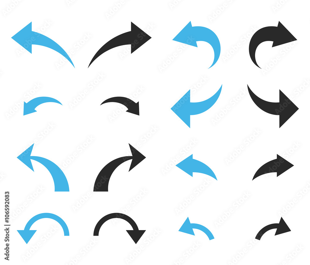 Undo and Redo vector icon set. Collection style is bicolor blue and ...