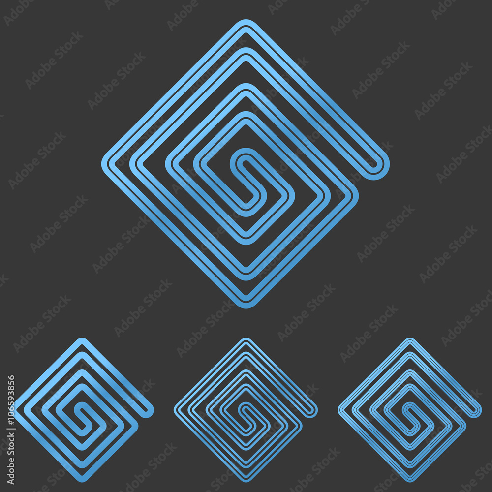 Blue line technology logo design set Stock Vector | Adobe Stock