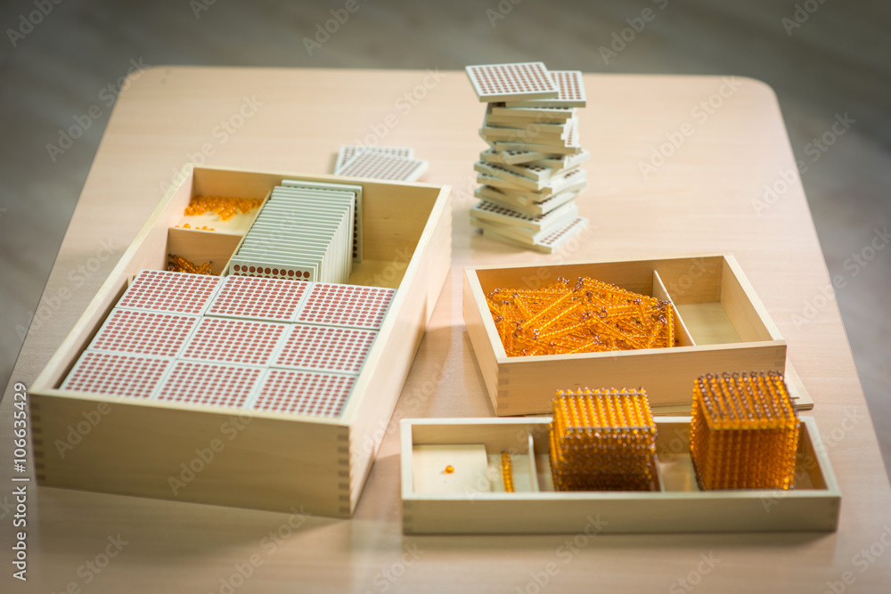 Foto de Montessori material one thousand cube do Stock | Adobe Stock