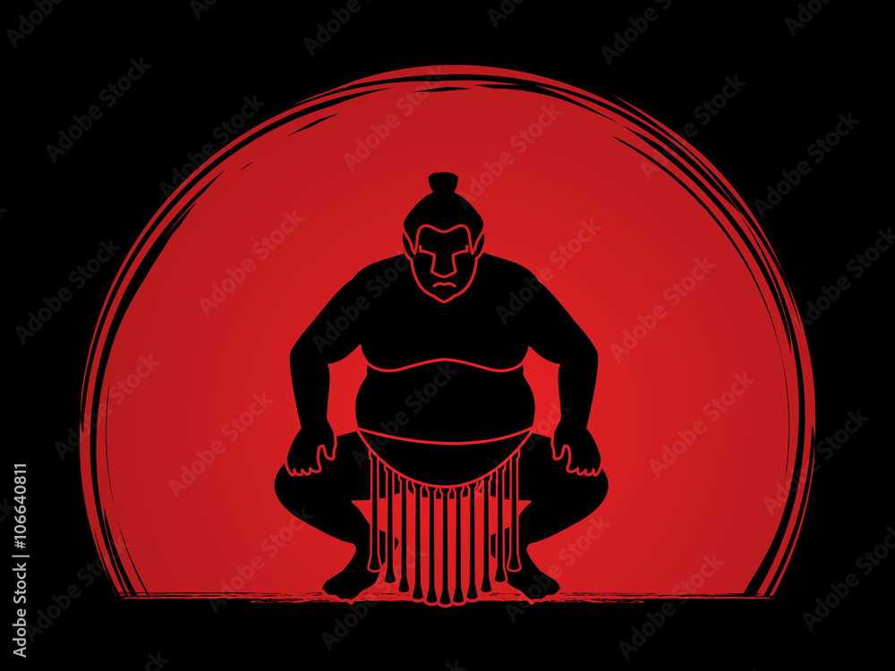 Sumo silhouette, designed on sunset background graphic vector. Stock ...