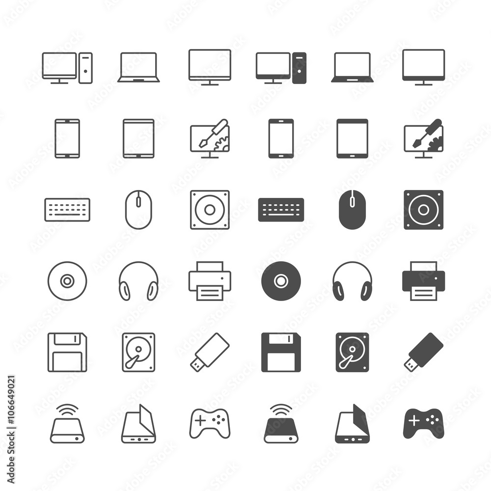 Computer icons, included normal and enable state. Stock Vector | Adobe ...
