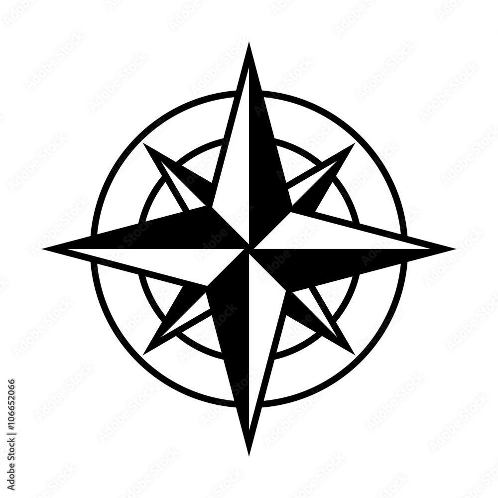Compass rose or windrose / rose of the winds flat icon for apps and ...