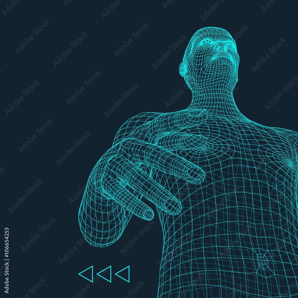 Man. 3D Model of Man. Human Body Model. Body Scanning. View of Human ...