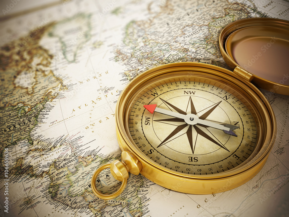 Vintage Map And Compass