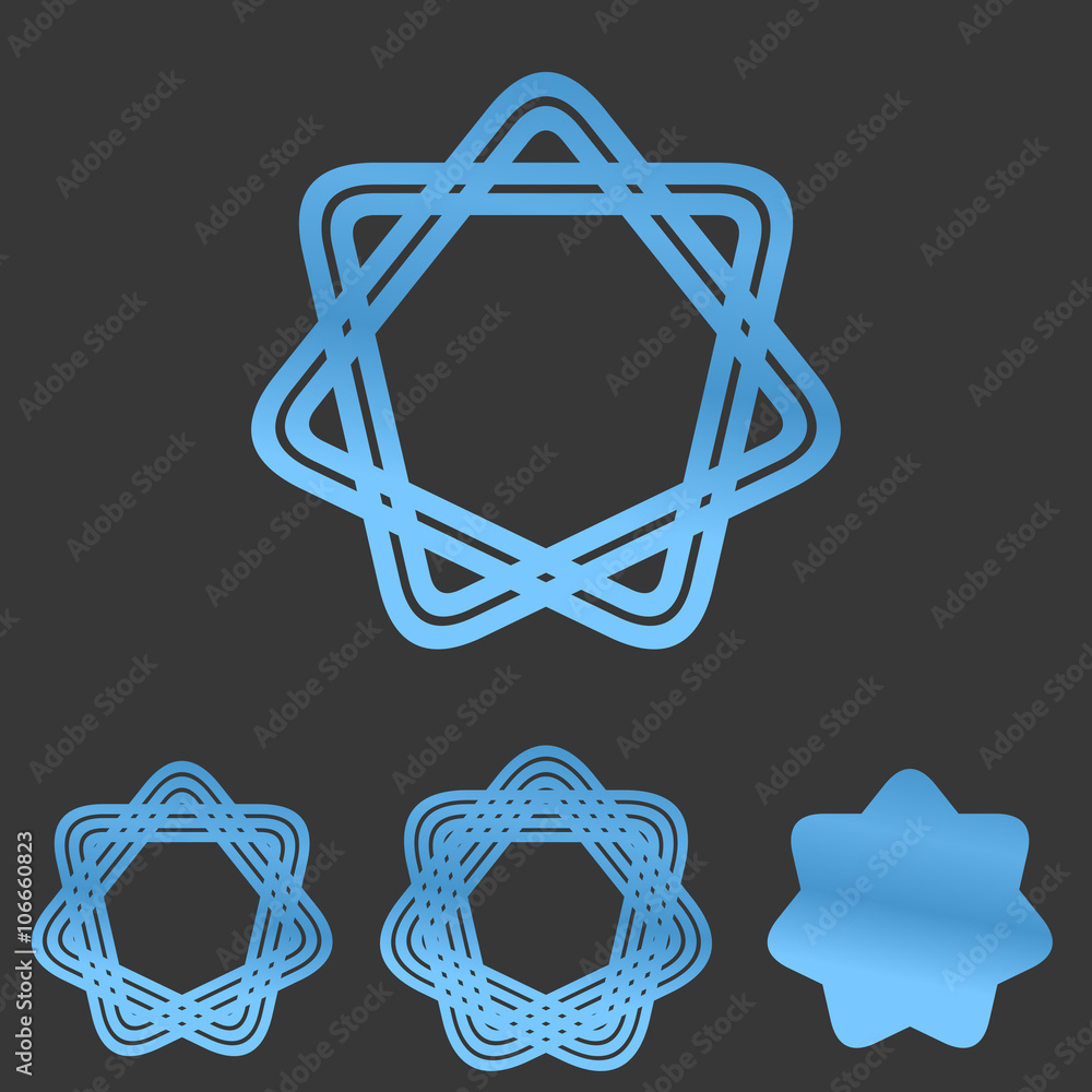 Blue line star logo design set Stock Vector | Adobe Stock