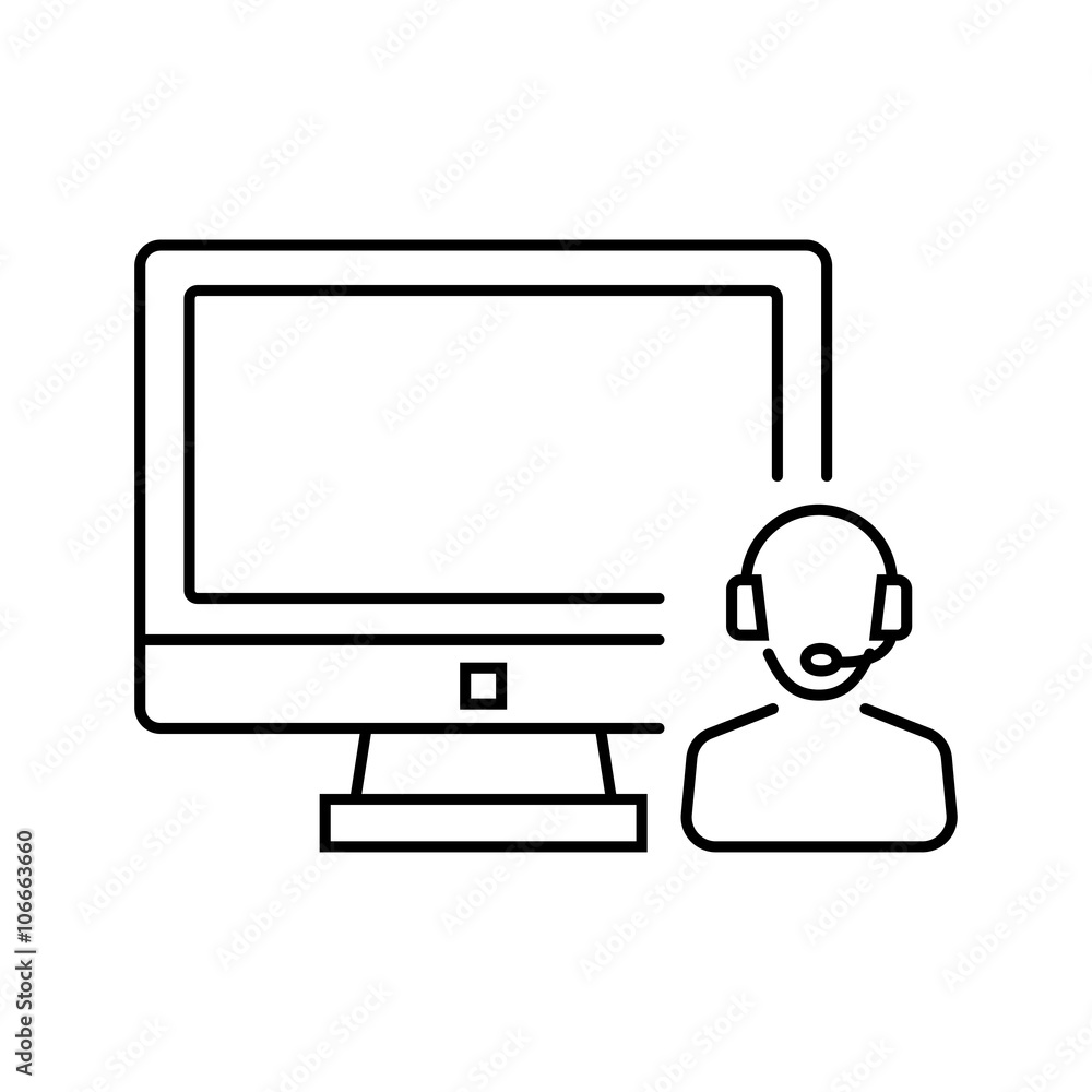 Call center, system administrator icon in thin line style. Vector ...