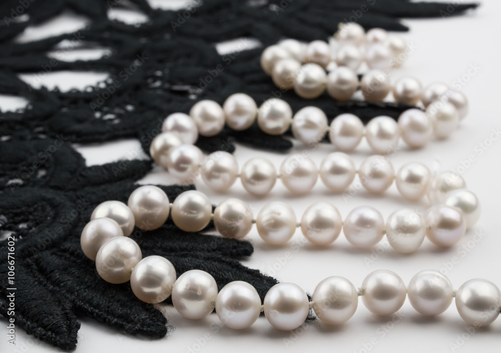 Black Lace And Pearls Background