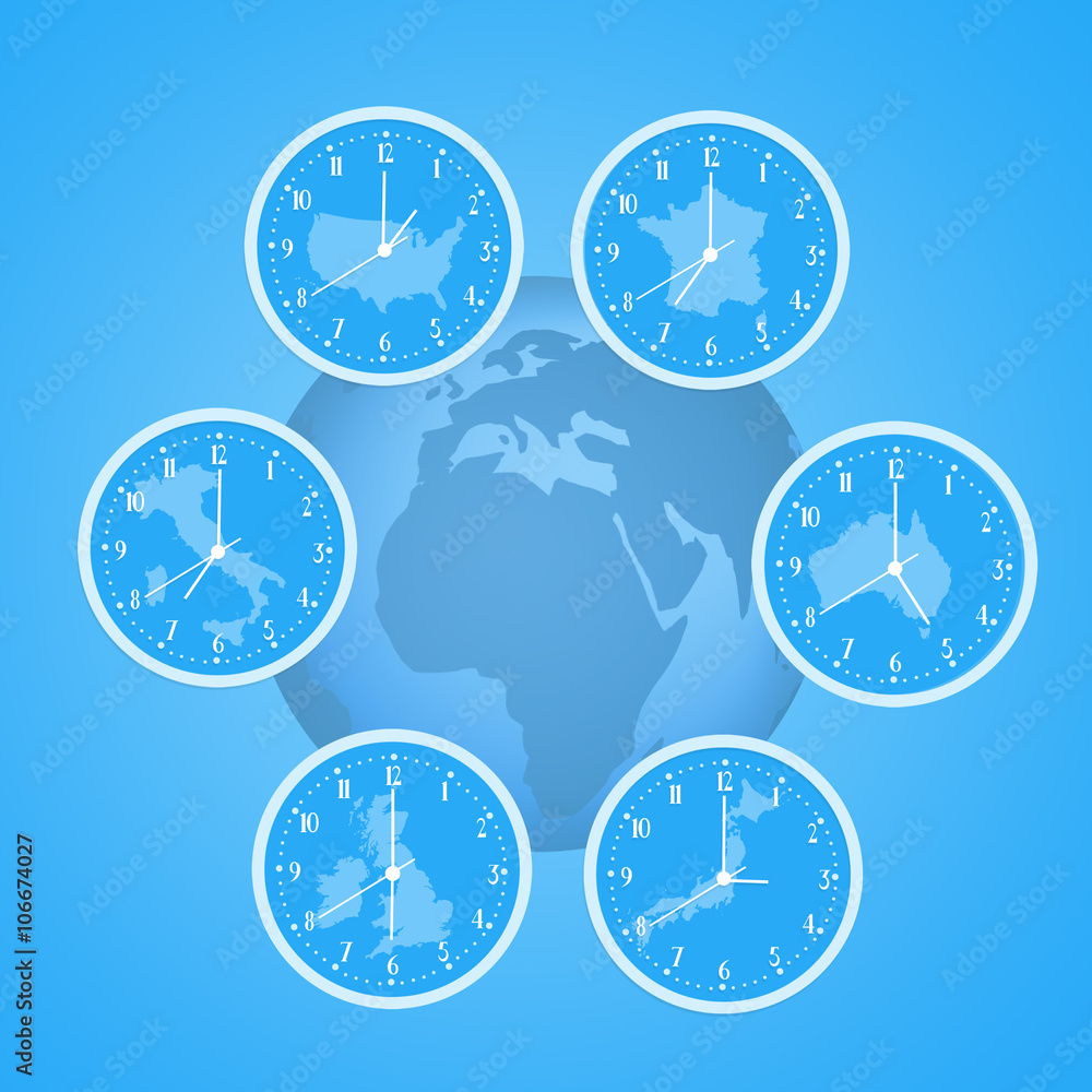 time zones clocks Stock Illustration | Adobe Stock