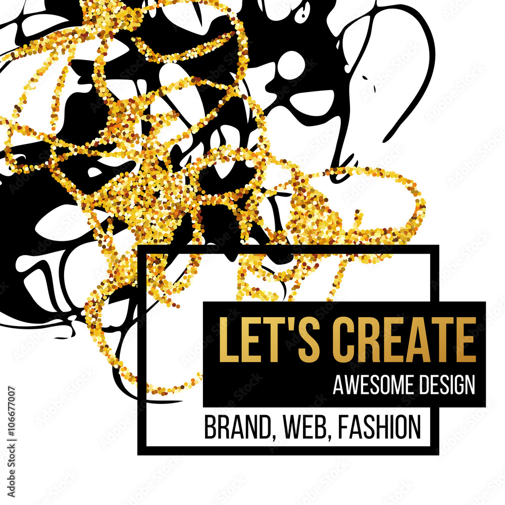 Golden hand-drawn design elements. Vector templates for posters, flyers ...