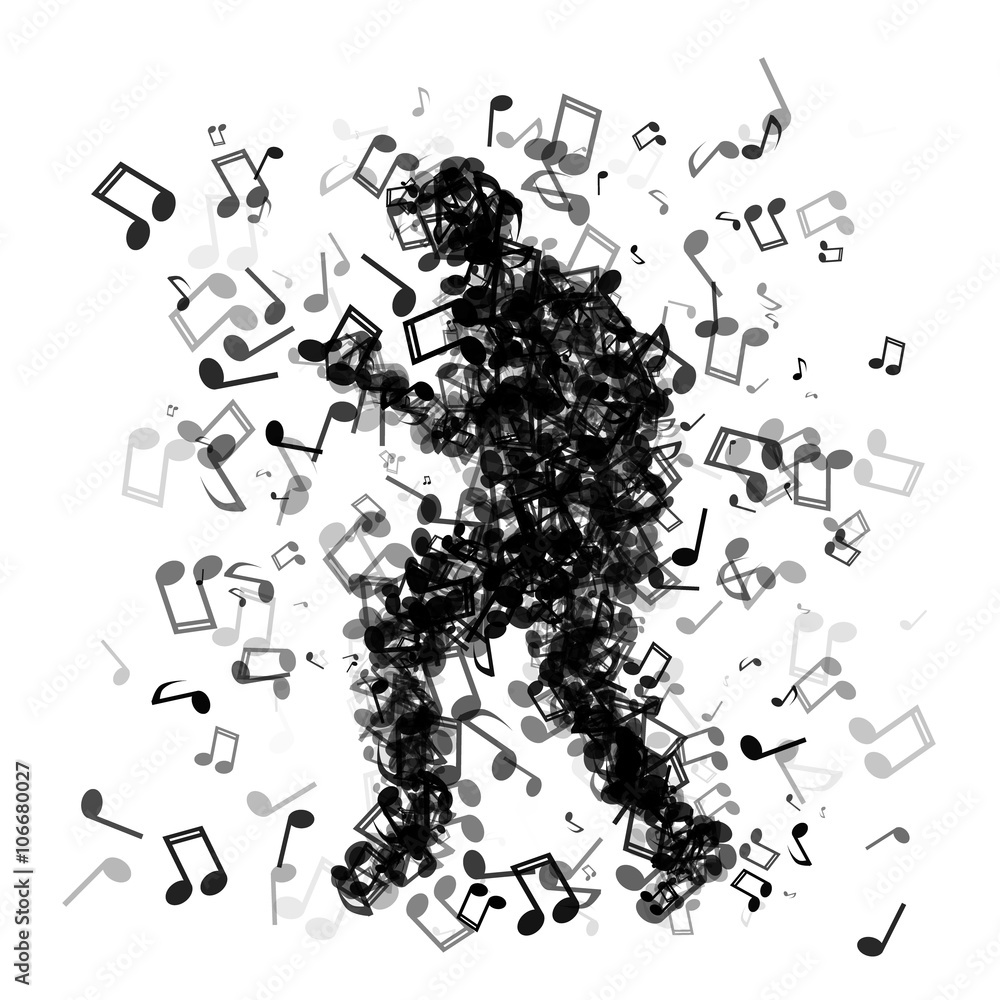 Man made of music notes dancing Stock Vector | Adobe Stock