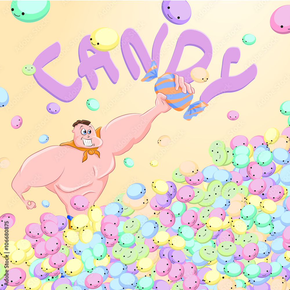 Cartoon man with candy Stock Vector | Adobe Stock