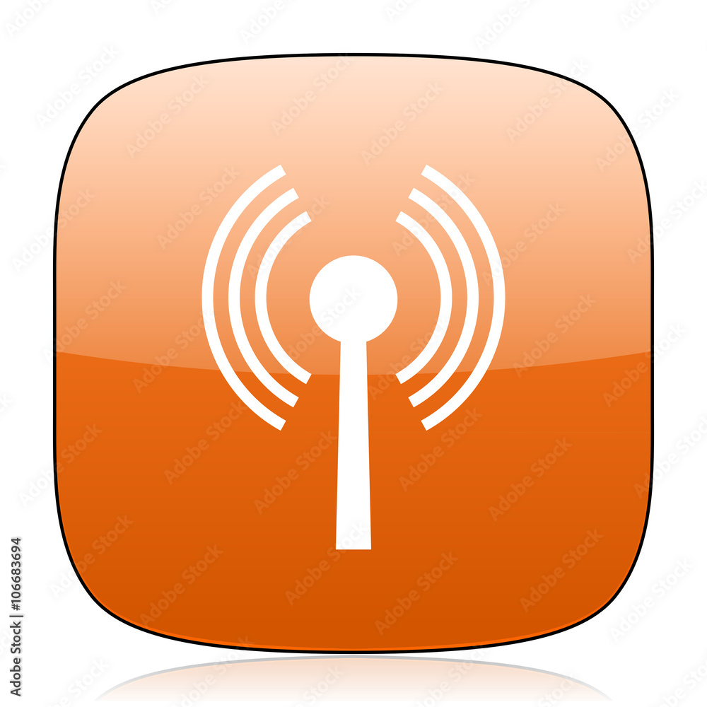 wifi orange square web design glossy icon Illustration Stock | Adobe Stock