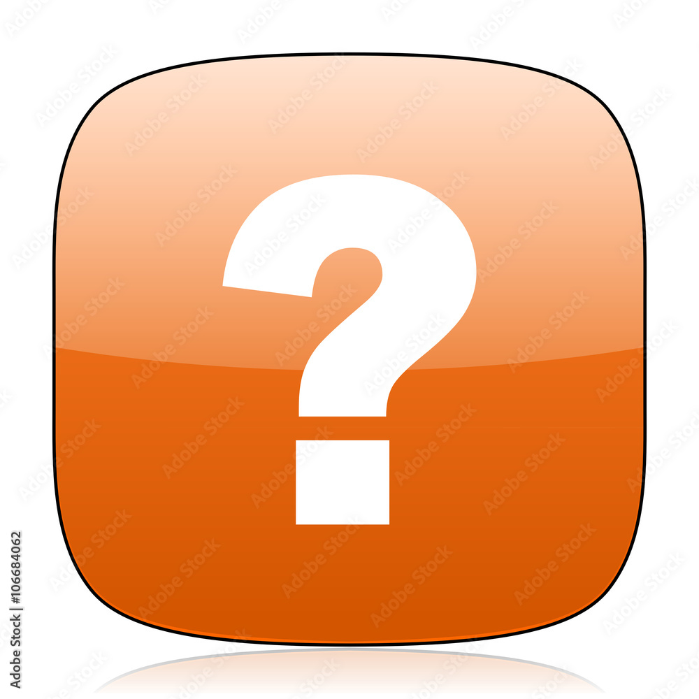 question mark orange square web design glossy icon Stock Illustration ...