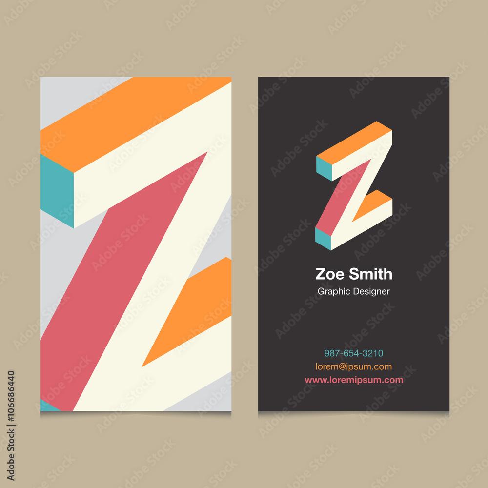 Logo alphabet letter "Z", with business card template. Vector graphic ...