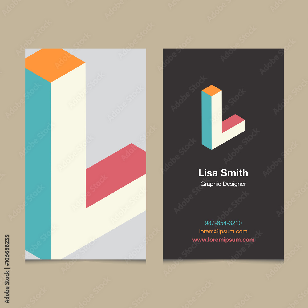 Logo alphabet letter "L", with business card template. Vector graphic ...